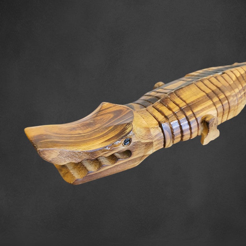 Hand Carved Wooden Crocodile Toy – Flexible Crocodile Figurine – Wooden ...