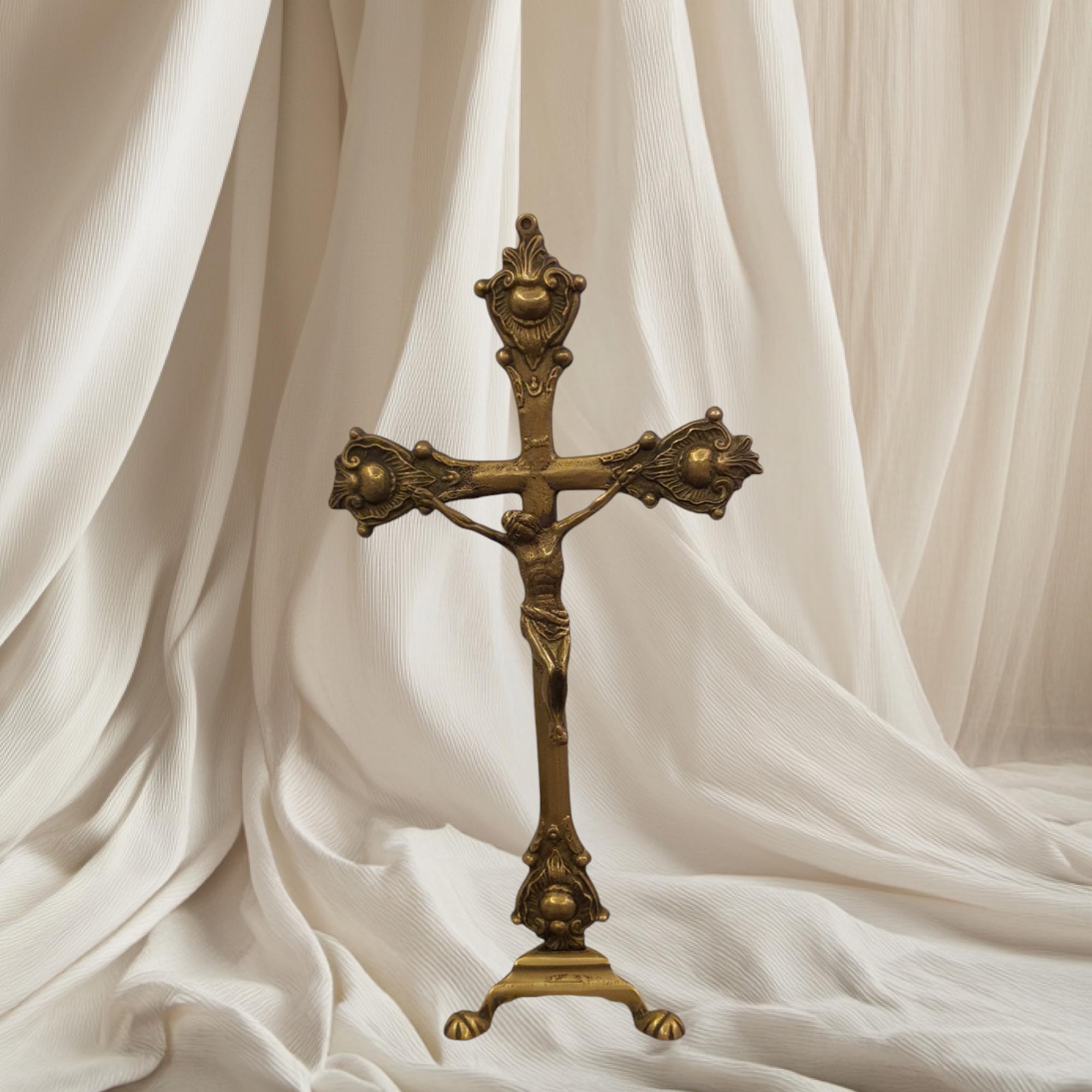 Antique Brass Holy Crucifix Wall Decor – Handmade Church Christ Altar ...