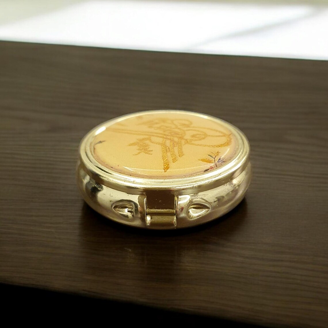 Vintage Pill Box – Gold Tone Metal Pill Box – Retro Medicine Case ...