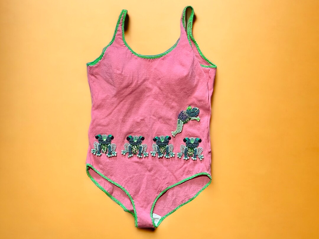 Vintage Michael Simon Beaded Frog Bathing Suit - Etsy