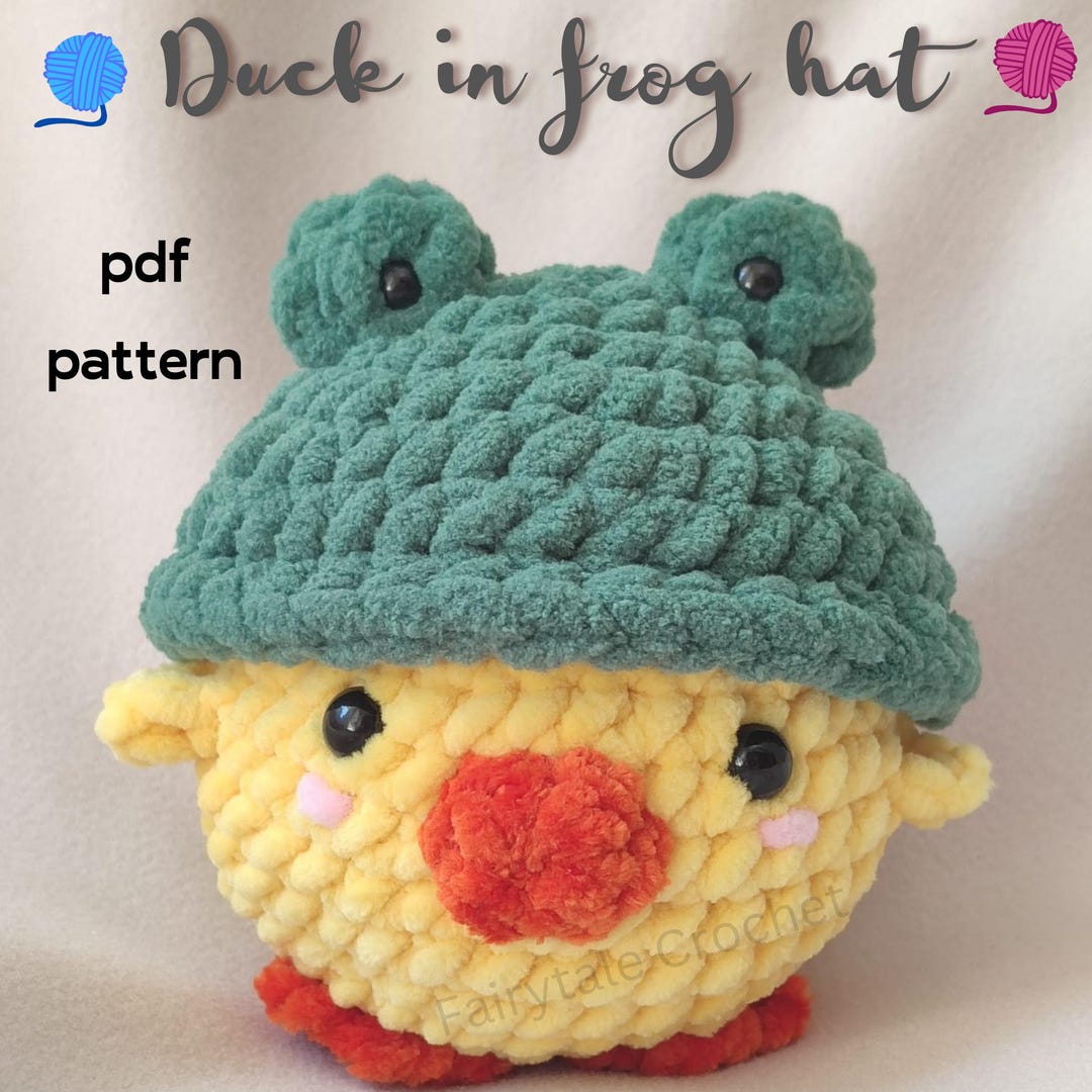 Duck With Frog Hat Crochet Pattern, Easy Crochet Pattern, Crochet ...