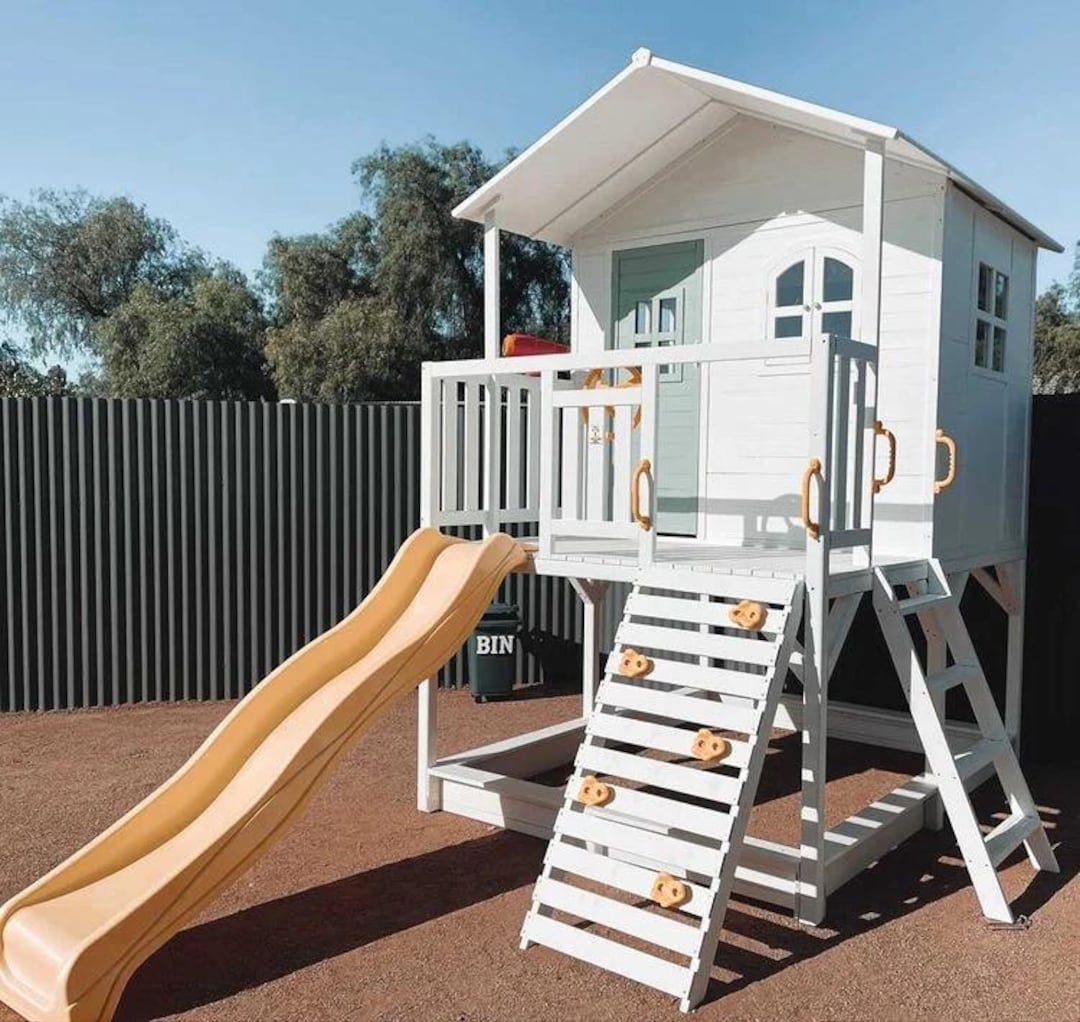 Modern Playhouse Made of Natural Wood With Black Trim Playhouse Kit ...