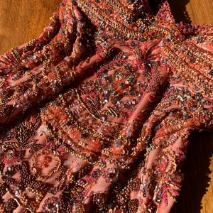 Long Maxi Vintage Beaded Fairy Pink Dress Silk Rene Derhy Sue Wong Yve ...