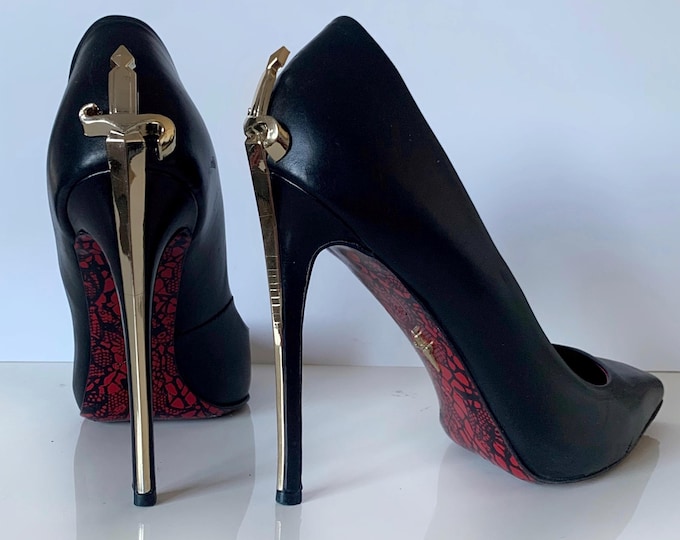 Vintage Italian Cesare Paciotti Lady Blade High Heels Shoes, Black Real ...