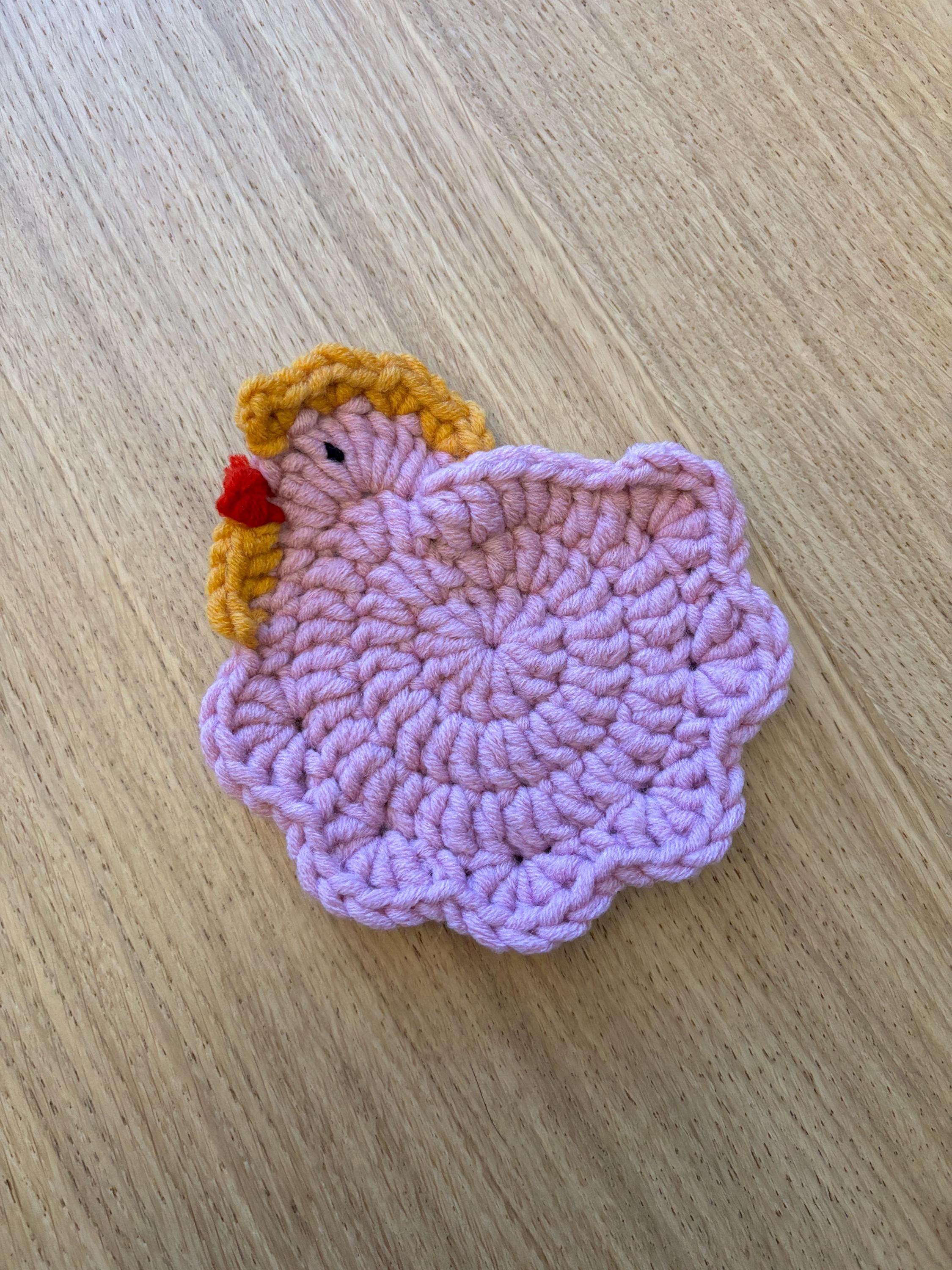 Set of 4 Chicken Coasters, Handmade Crochet - Etsy