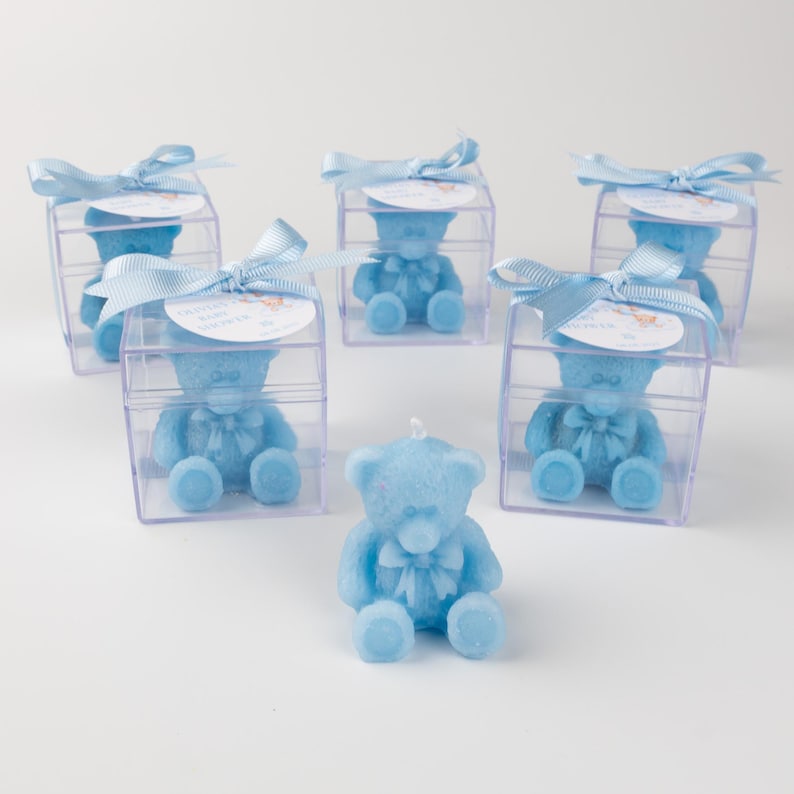 Personalized Gender Reveal Mini Teddy Bear Candle Favors, Custom Party ...