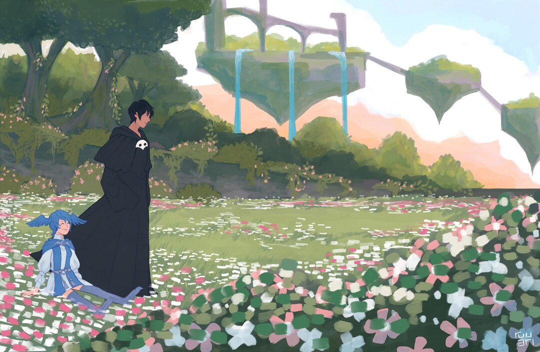 FFXIV Art Print Meteion & Hermes in Elpis - Etsy