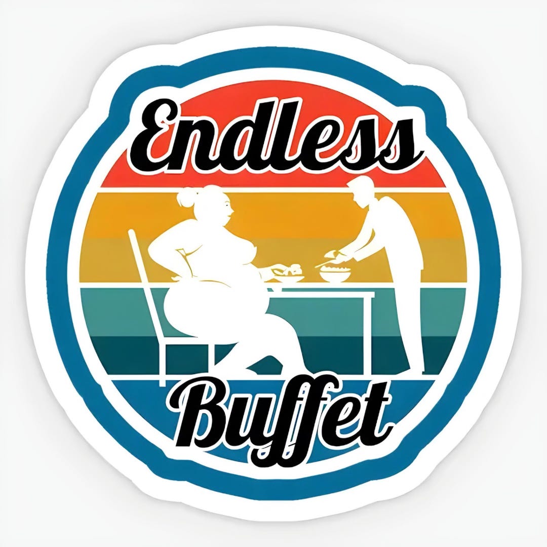 Endless Buffet Sticker - Feeder & Fat Admirer - Retro Design Vinyl ...