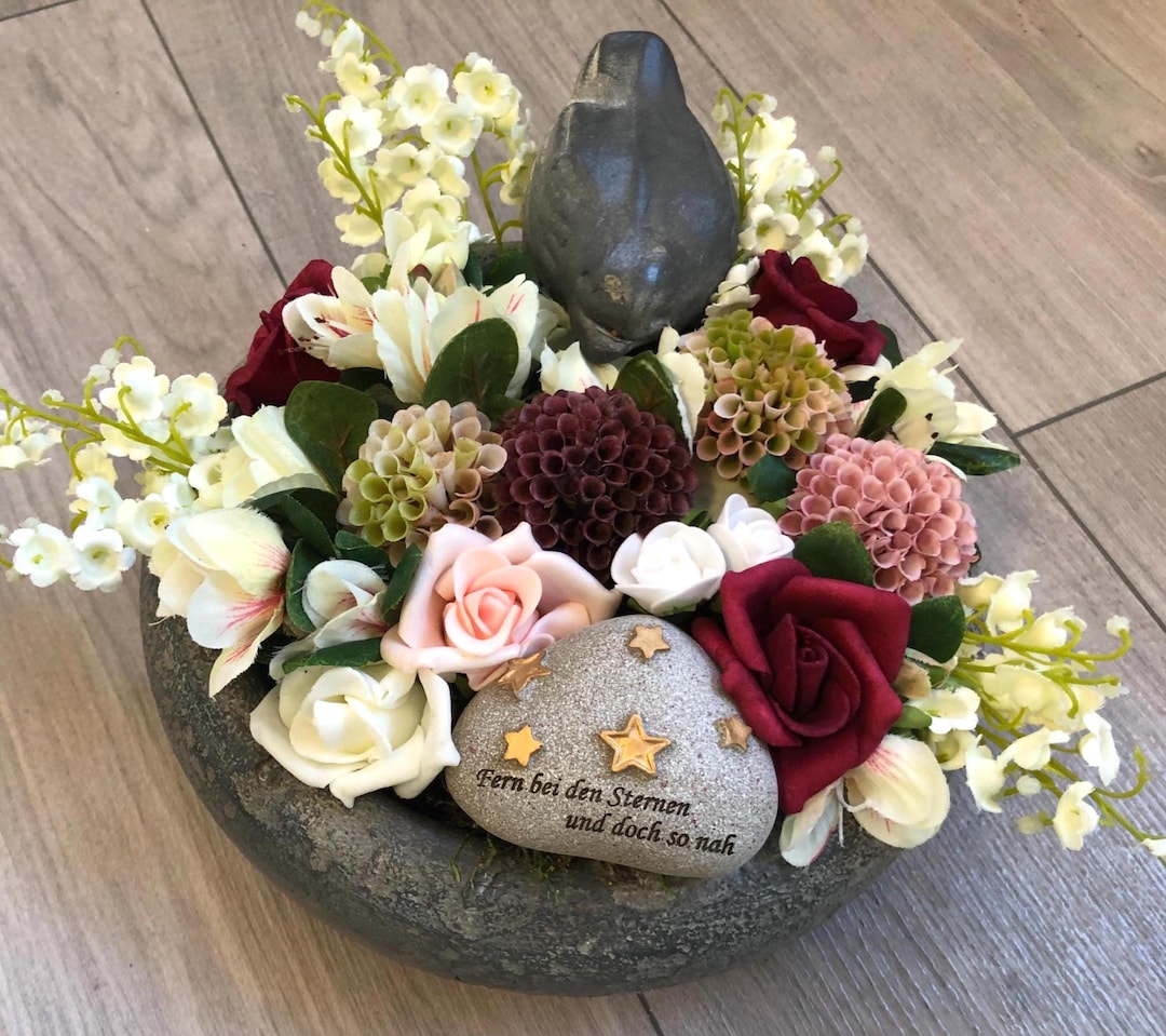 Urnen Grab Grabschmuck „mit Gedenkstein Fern bei den Sternen und doch ...