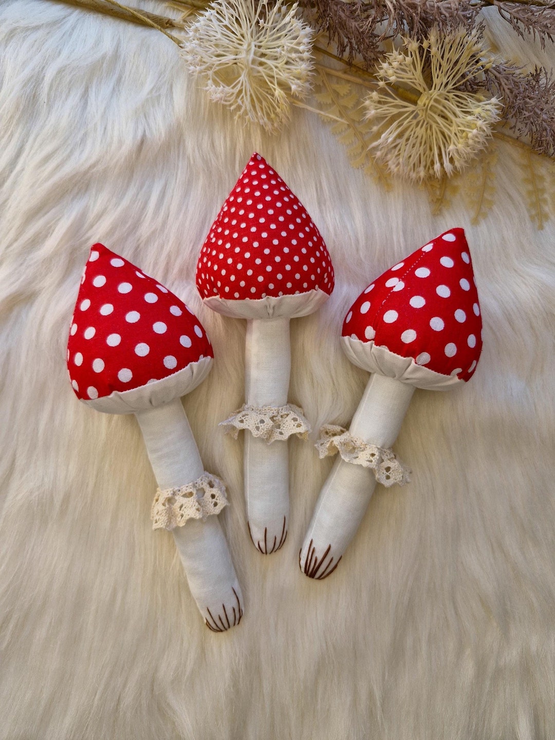Set of Three Mushrooms Textile Mushroom Mushroom Decorations Autumn ...