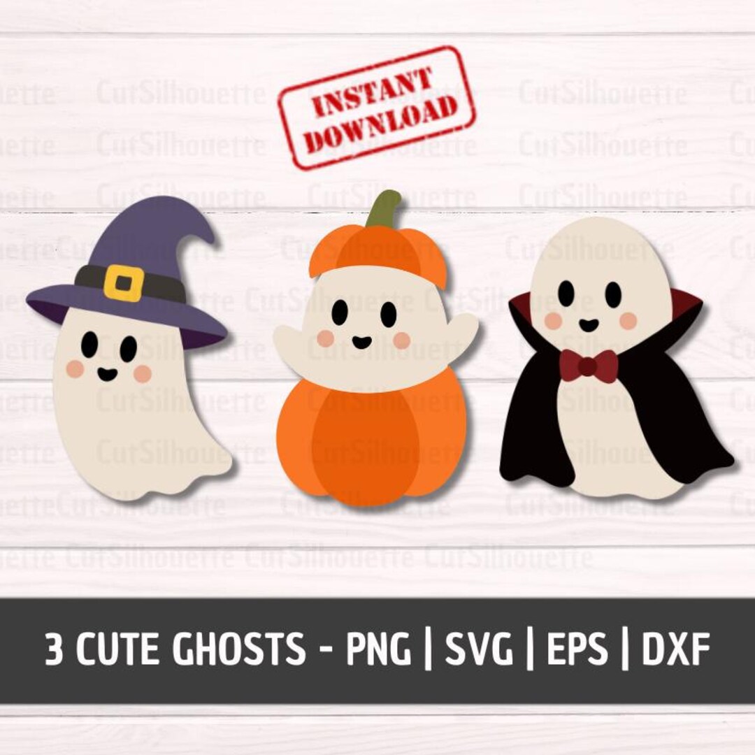 Cute Ghost SVG Bundle, Ghost SVG, Ghost Clipart, Ghost Decor Svg, Ghost ...