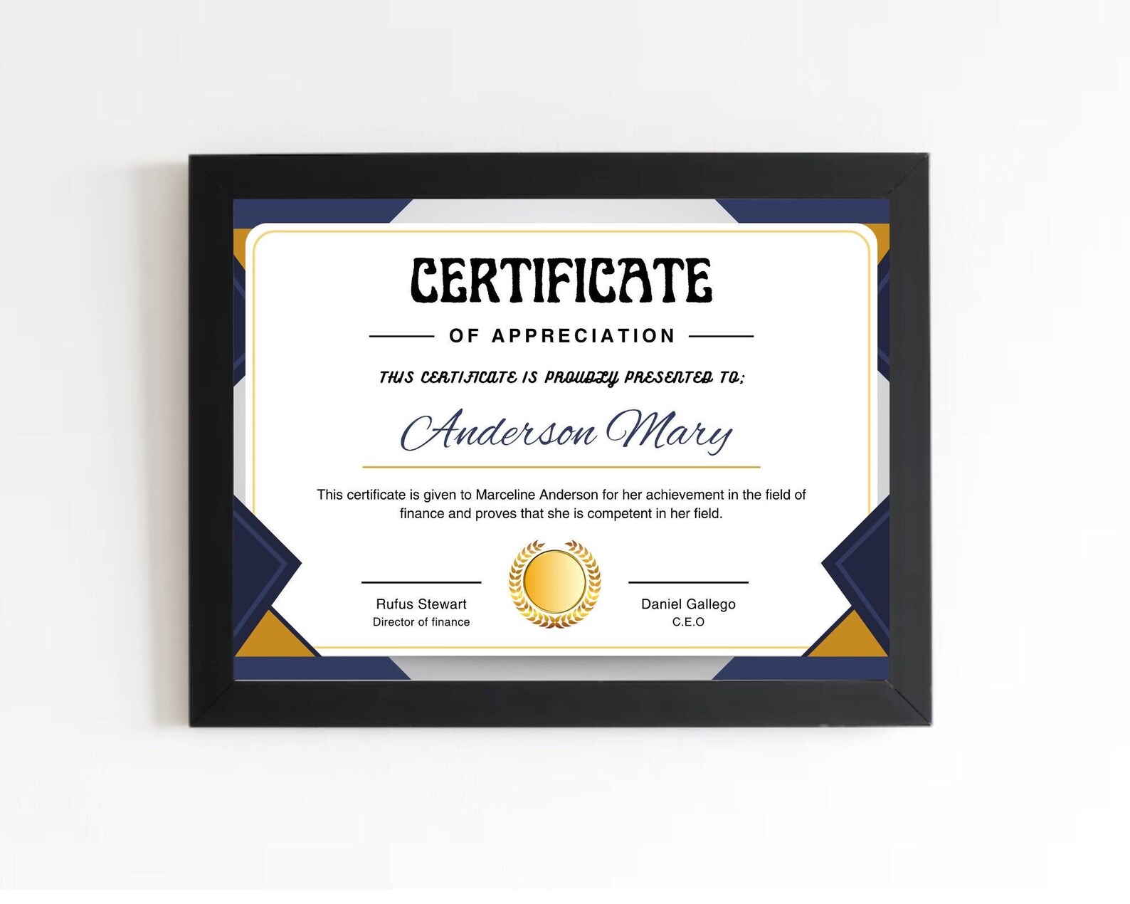 Blue and White Geometric Certificate of Appreciation | Classy Editable ...