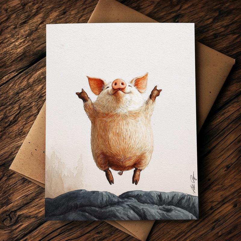 Handmade Pig Birthday Card - Etsy