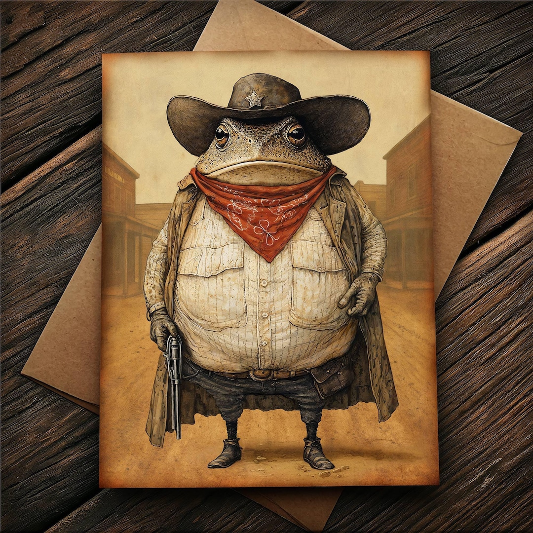 Old West Sheriff Toad Birthday Card: Quirky Cowboy Design - Final ...