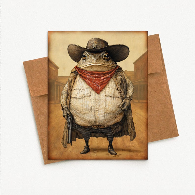 Old West Sheriff Toad Birthday Card: Quirky Cowboy Design - Final ...