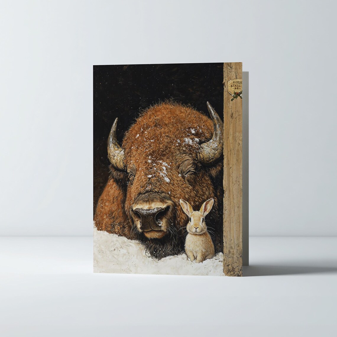 Bison and Hare Christmas Card: Vintage Arizona Holiday - Etsy