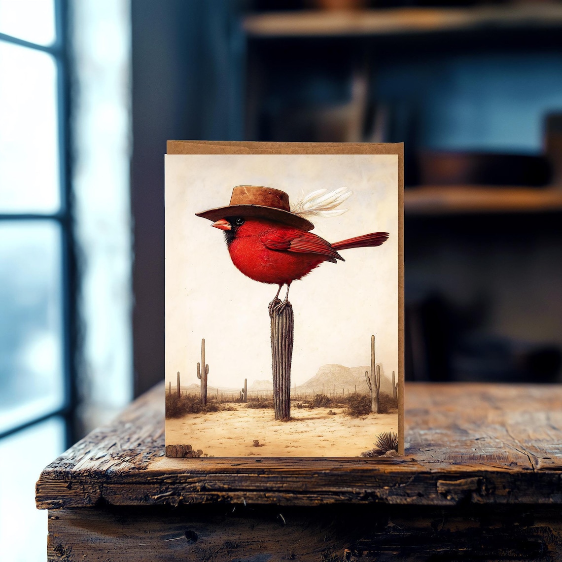 Funny Cowboy Cardinal Card: Quirky Western Birthday Card - Etsy