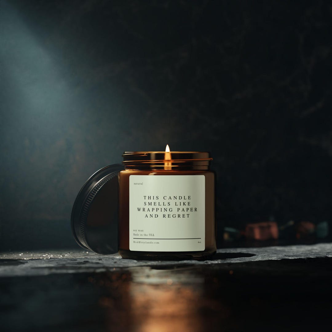 Smells Like Wrapping Paper & Regret | Scented Soy Wax Candle | Funny ...