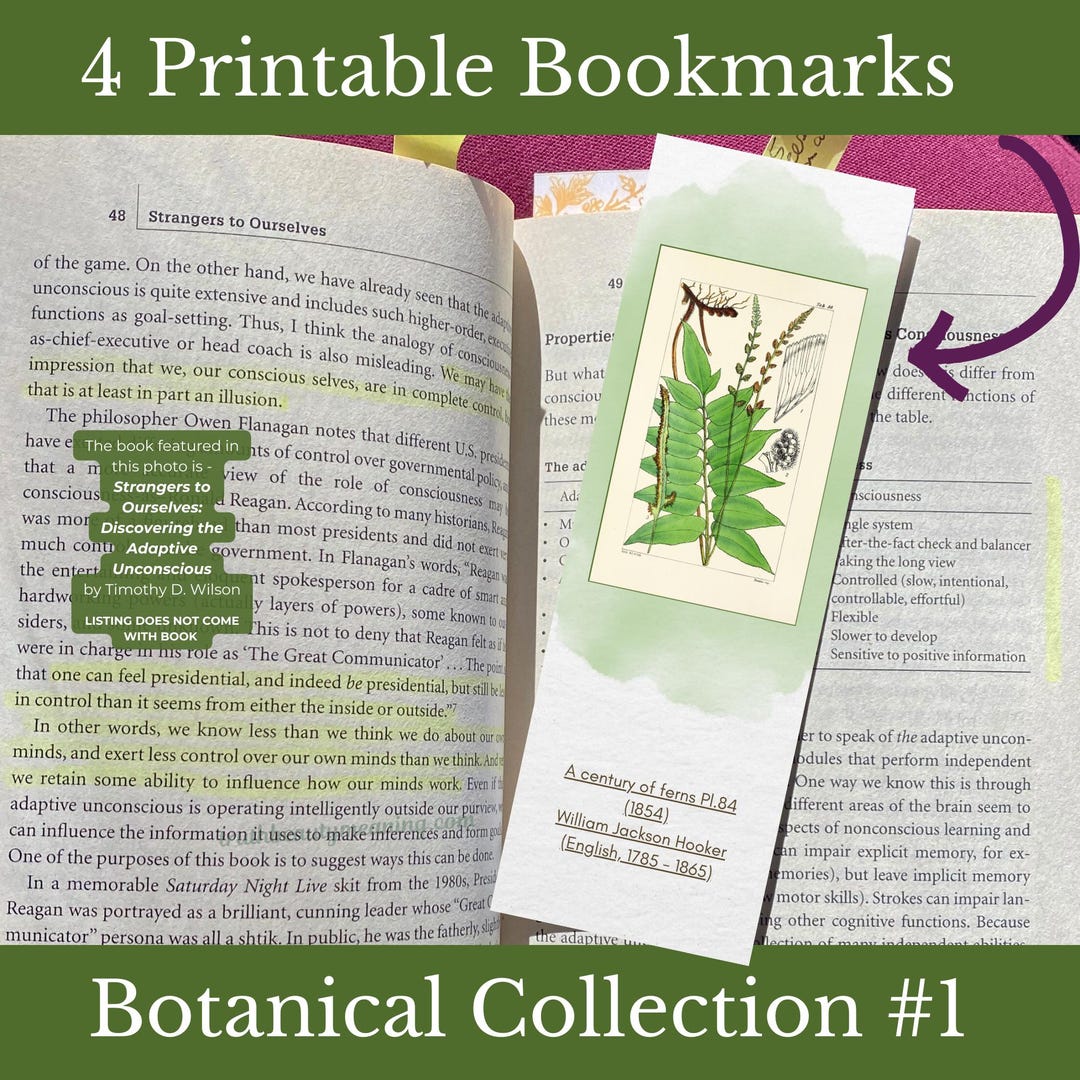 Botanical Bookmarks | 4 Printable Bookmarks | Digital Download | Book ...