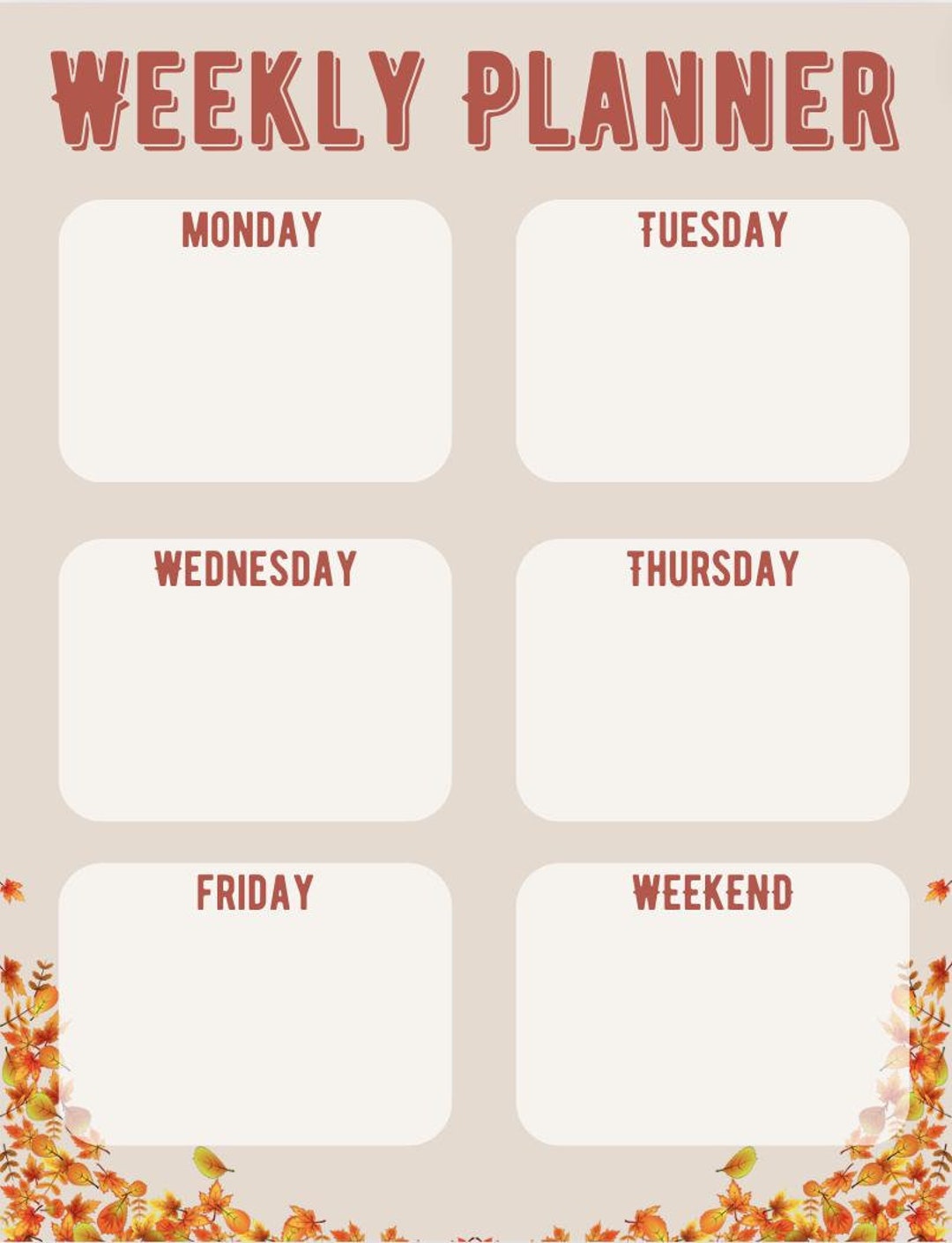 Fall-themed Weekly Planner Vertical - Etsy