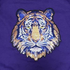 Tiger Sequin Iron-on Patch: Purple Game Day Mascot, 11" - Etsy