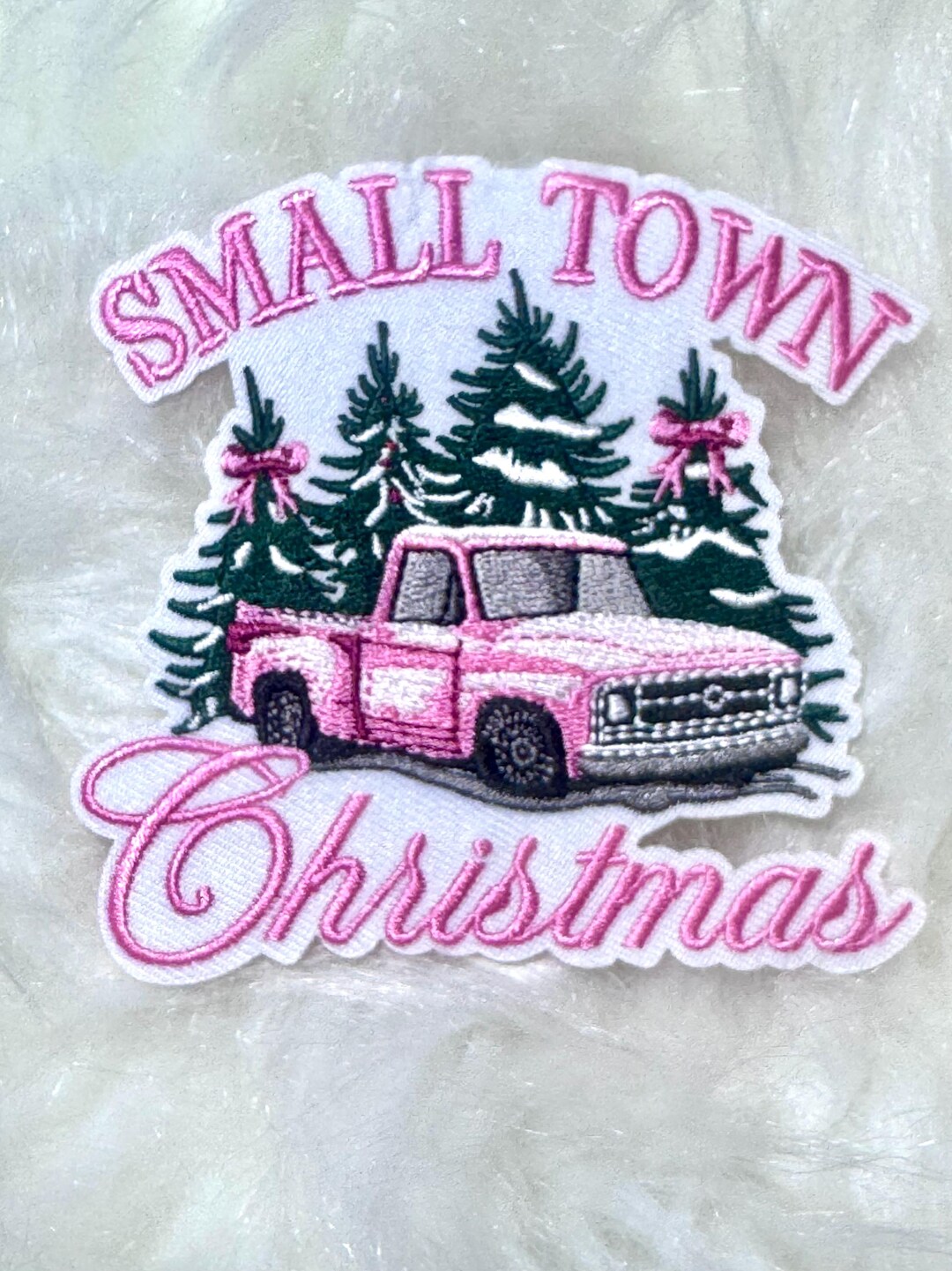Small Town Christmas Patch, Pink Patch, Christmas Trucker Hat Patch ...