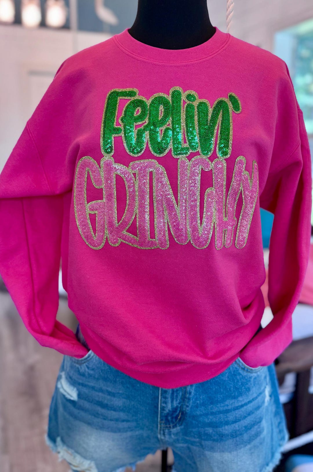 Sequin Feelin Grinchy Patch: Christmas Applique - 11-inch Patch - Etsy