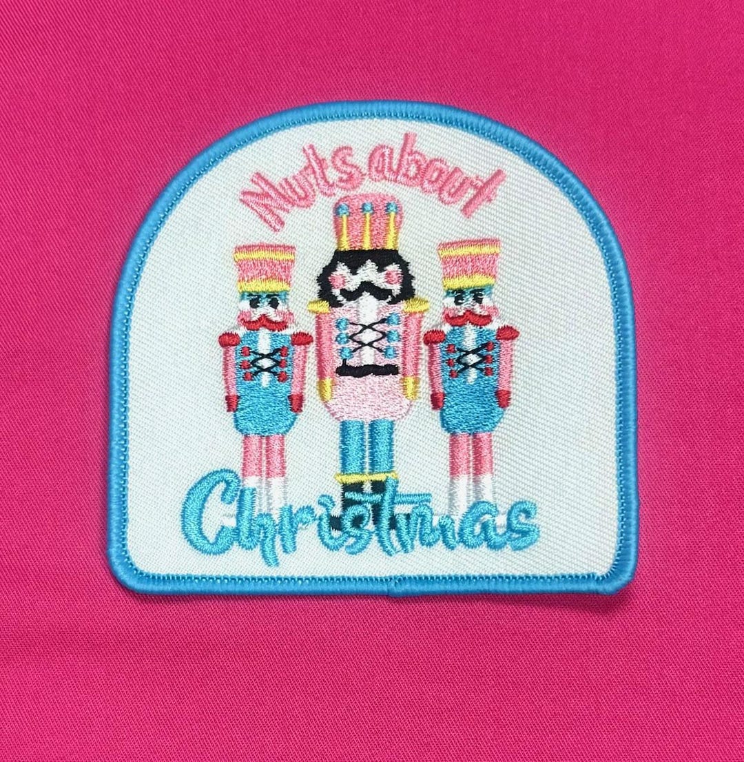 Nuts About Christmas Patch, Nutcracker Patch, Custom 3.5" Embroidery, Iron on Patch, Trucker Hat ...