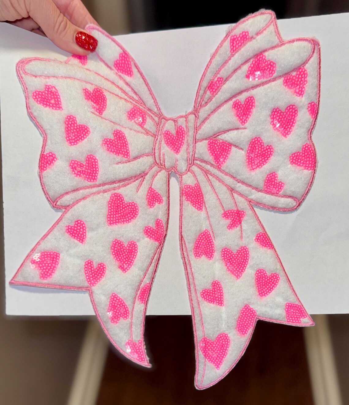 Fluffy Valentines Day Sequin Patch, DIY Pink Heart Patch - Etsy