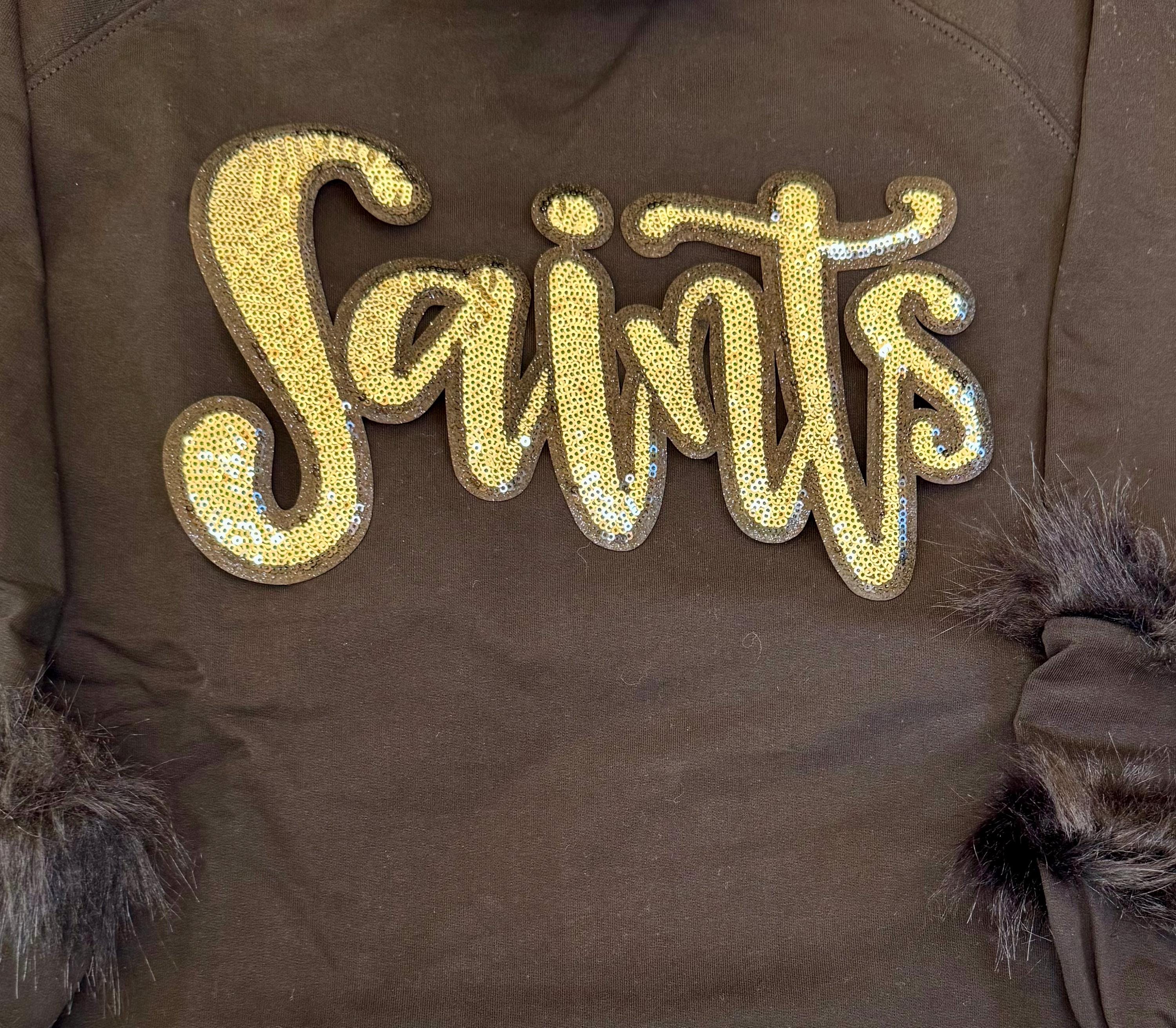 Sequin Script Saints Patch: Black Glitter Iron on Applique, School ...
