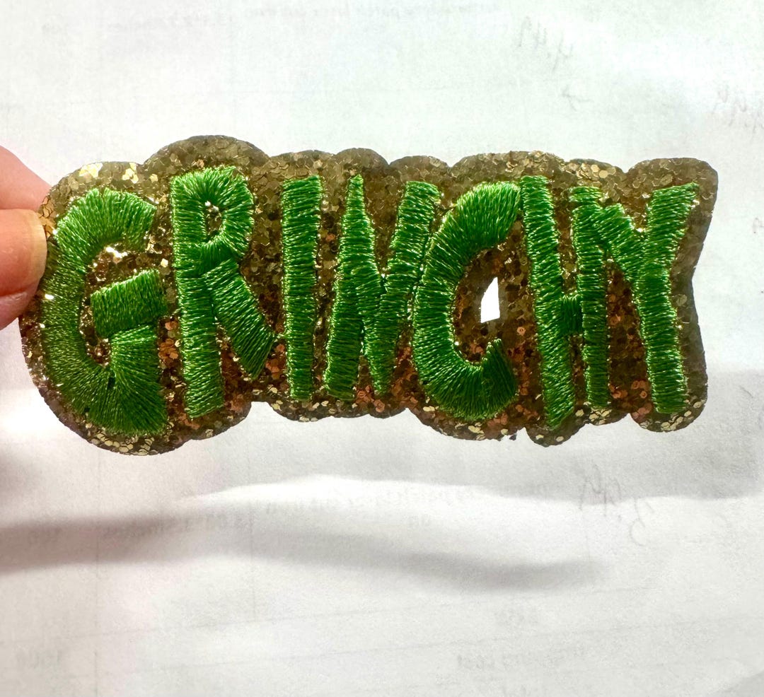 Embroidered and Glitter Patch, Grinchy Patch, Trucker Hat Patch ...