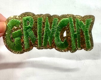 Grinchy Green Glitter Chenille Patch, Christmas Iron on Applique (11") - Etsy