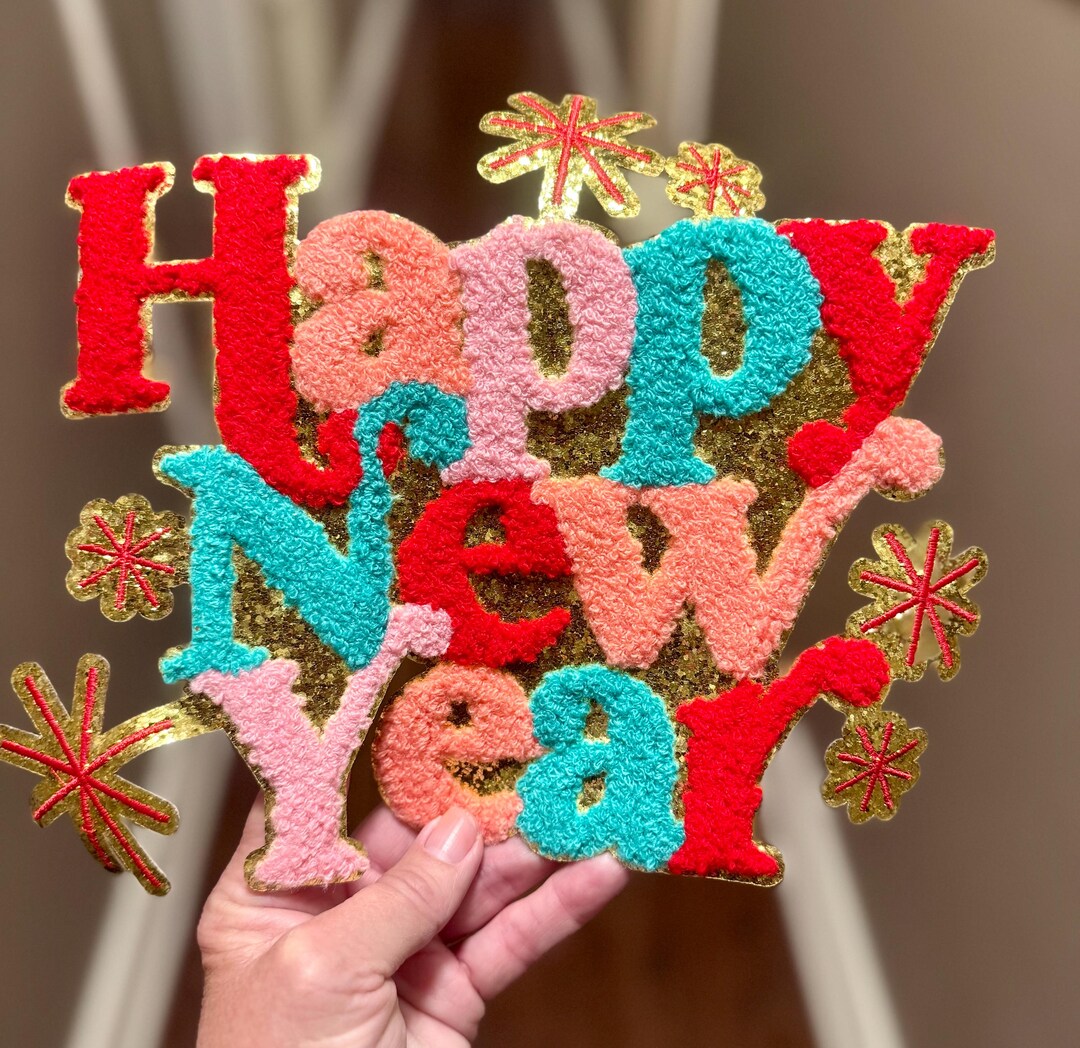 Happy New Year Patch, 10.5-inch Patch, Chenille Patch, Iron on Patch ...