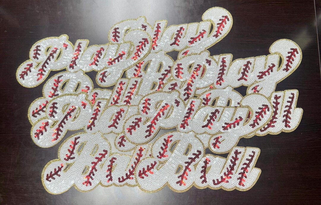 Baseball Patch, 11" Patch, Sequin Play Ball Patch, Baseball Patch, Iron ...