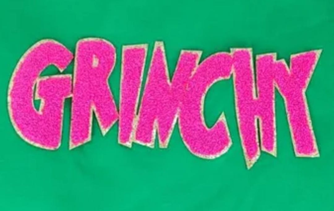 Pink Grinchy Glitter Chenille Patch - Christmas Iron on Patch (11 Inch) - Etsy