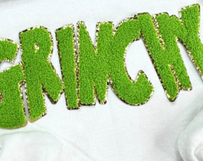 Grinchy Green Glitter Chenille Patch, Christmas Iron on Applique (11") - Etsy