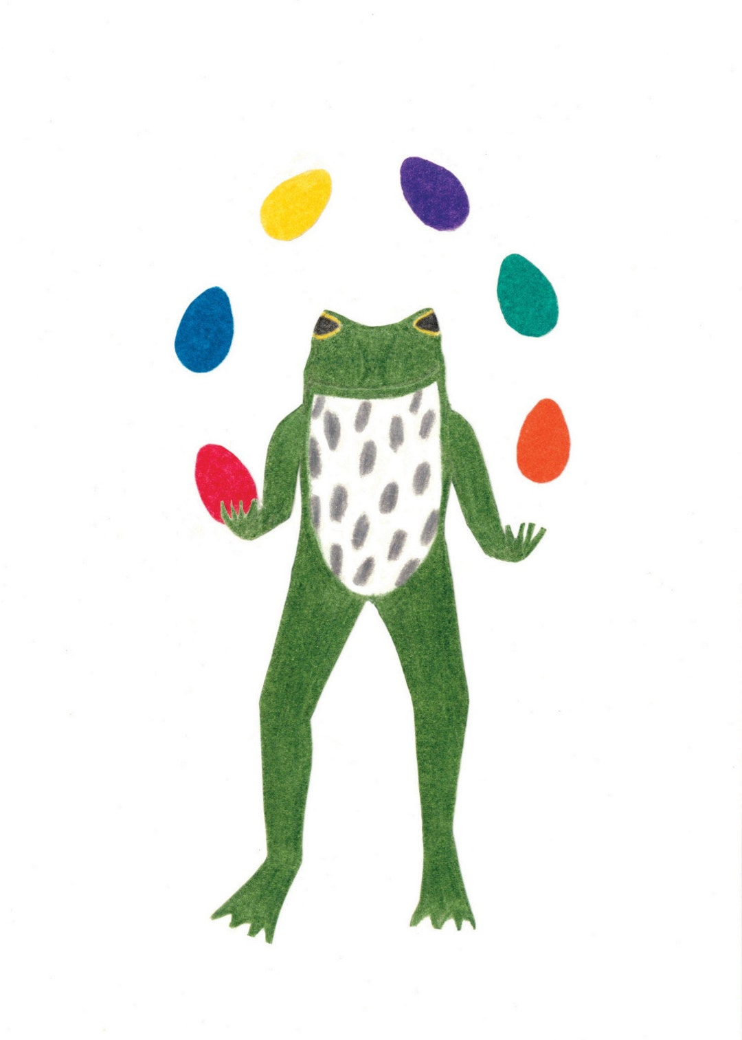 Easter Egg Juggler Frog Card - Etsy