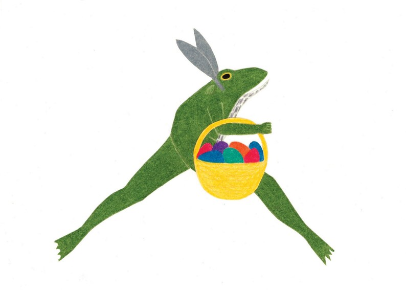 Frog easter Bunny Card - Etsy