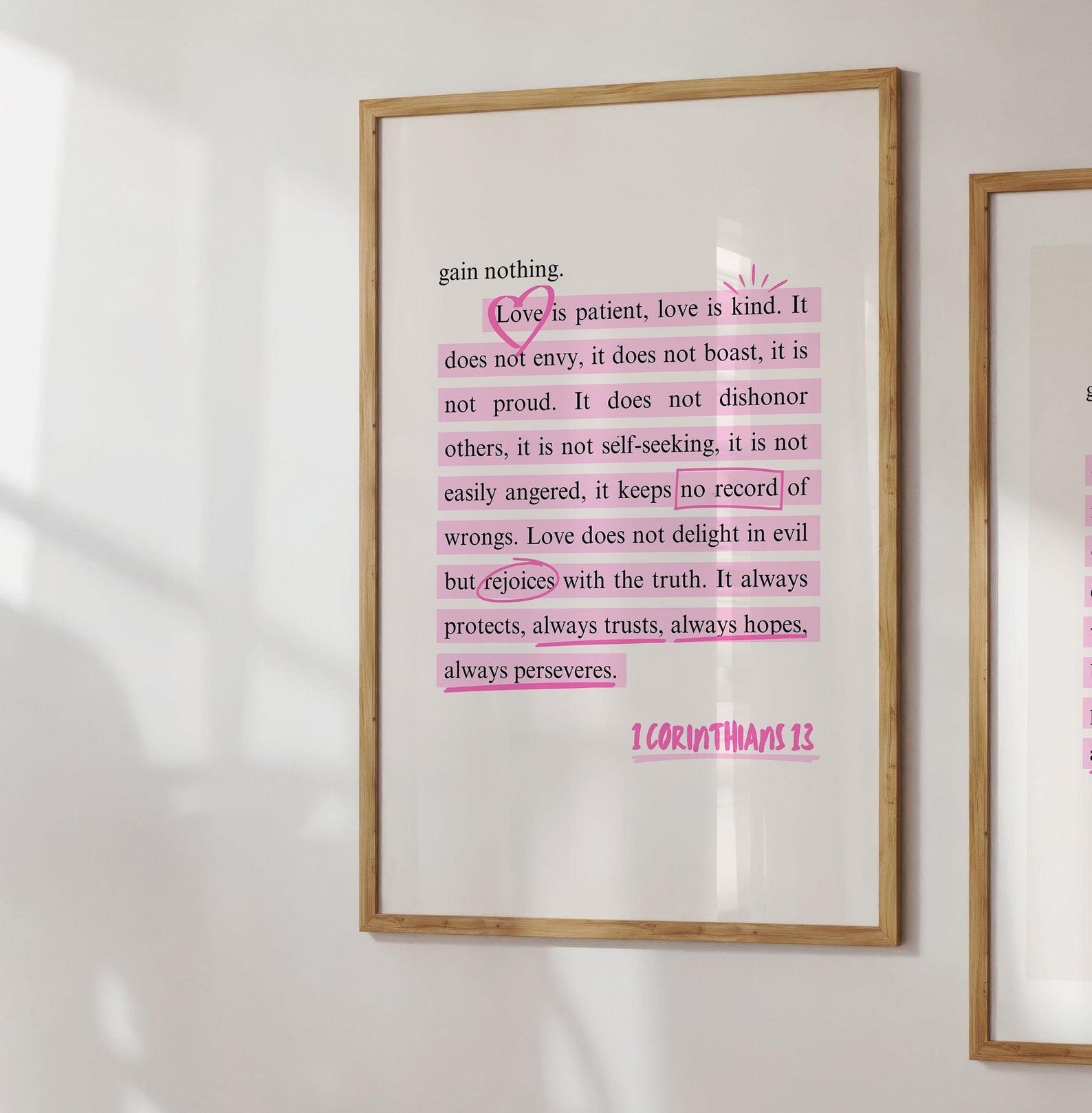 1 Corinthians 13 Wall Art Pink Christian Wall Art Pink Quote Wall ...
