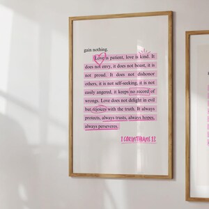 1 Corinthians 13 Wall Art Pink Christian Wall Art Pink Quote Wall ...