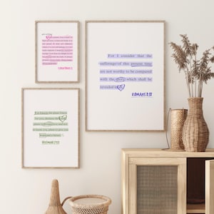 Bible Verse Wall Art Set of 3 Religious Prints Romans Jeremiah ...