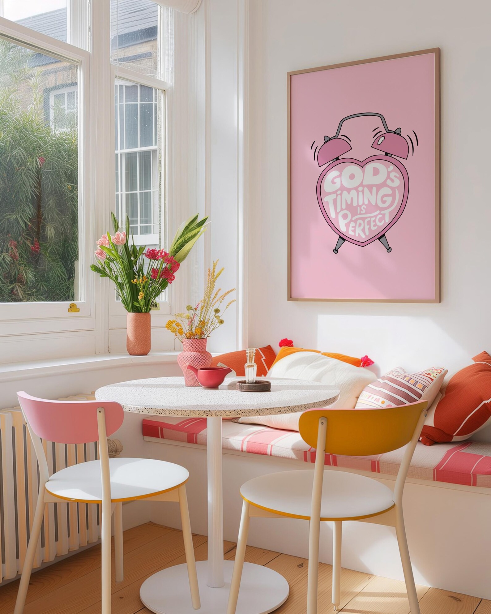 Gods Timing is Perfect Wall Art Pink Christian Wall Art Aesthetic ...