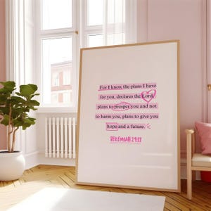 Jeremiah 29 11 Wall Art Pink Christian Wall Art Trendy Pink Bible Verse ...
