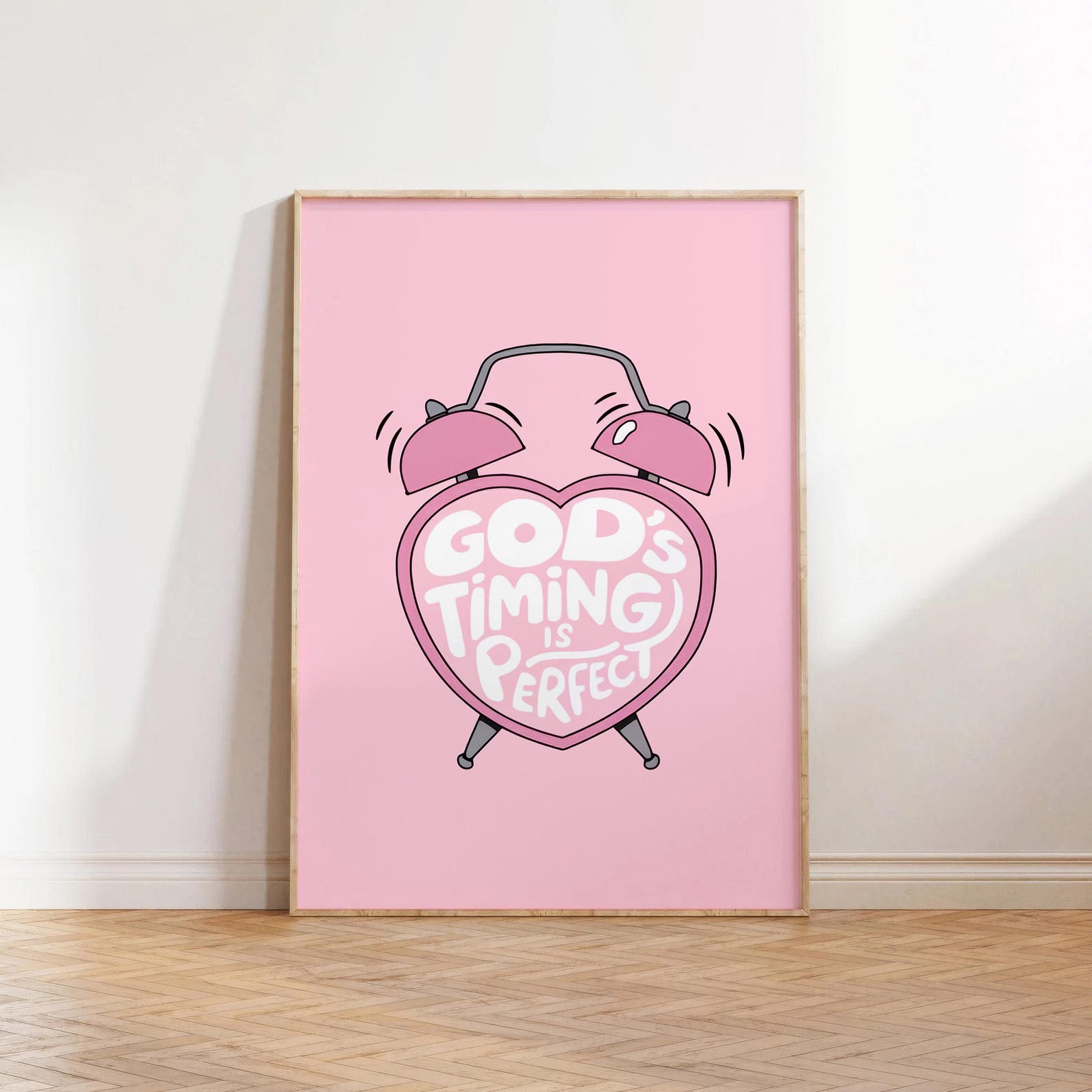 Gods Timing is Perfect Wall Art Pink Christian Wall Art Aesthetic ...