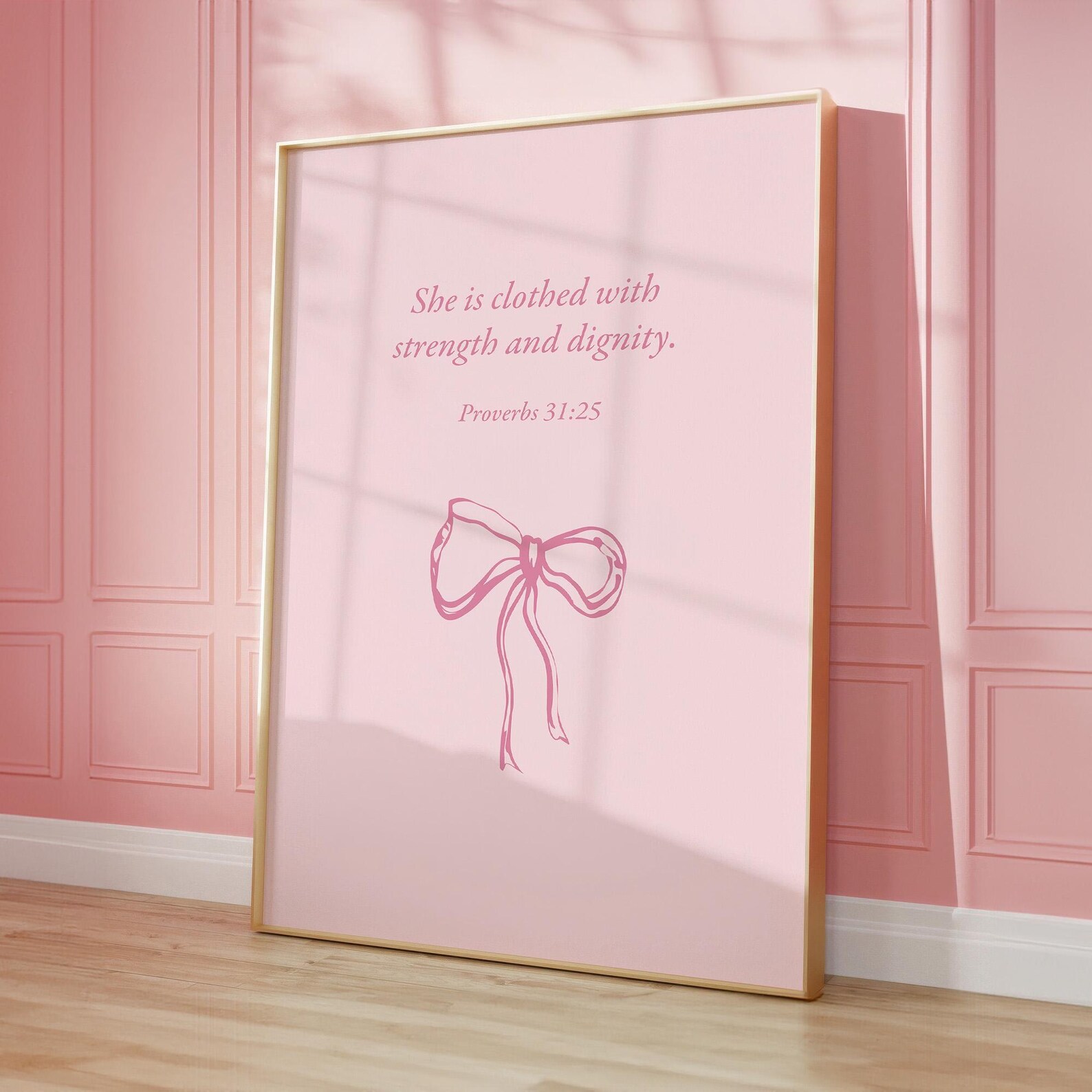 Proverbs 31:25 Wall Art Pink Christian Wall Art Girly Bible Verses ...
