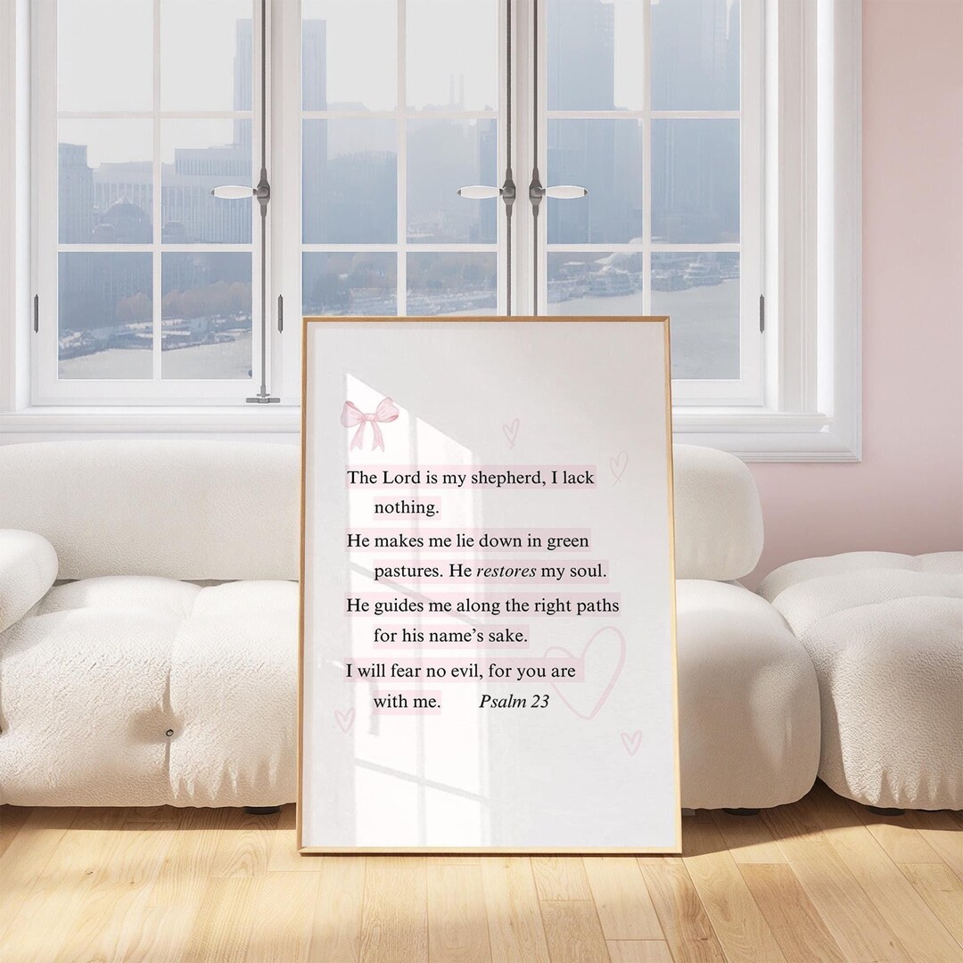 Psalm 23 Wall Art Pink Christian Wall Art Girly Bible Verses Girls ...