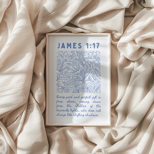 James 1 13 Art Blue Christian Wall Art Modern Christian Art Biblical ...