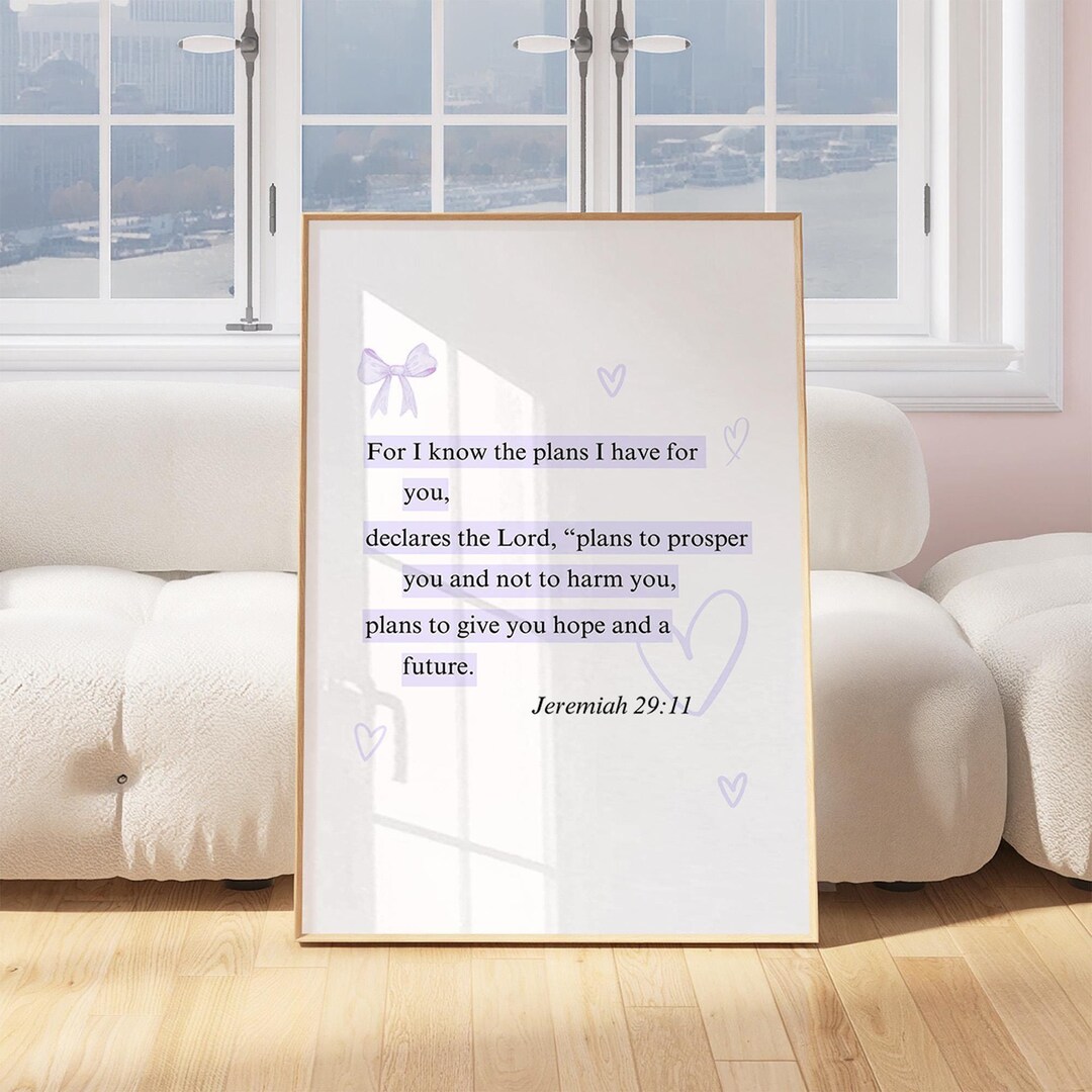 Jeremiah 29 11 Wall Art Purple Christian Wall Art Trendy Bible Verse ...