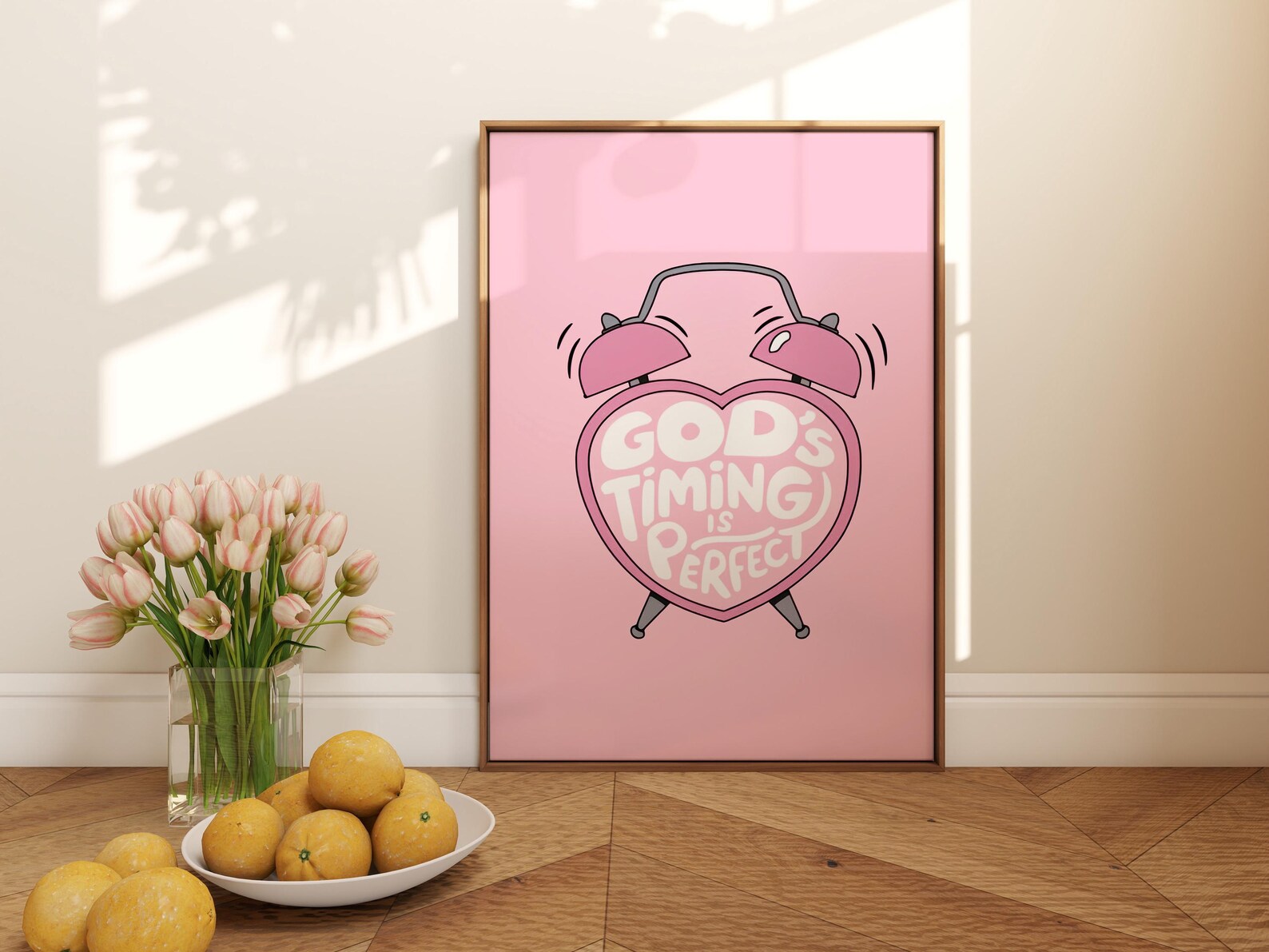 Gods Timing is Perfect Wall Art Pink Christian Wall Art Aesthetic ...