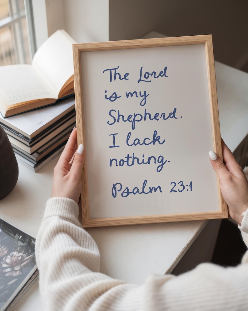Psalm 23 Wall Art the Lord is My Shepherd Blue Christian Wall Art Bible ...